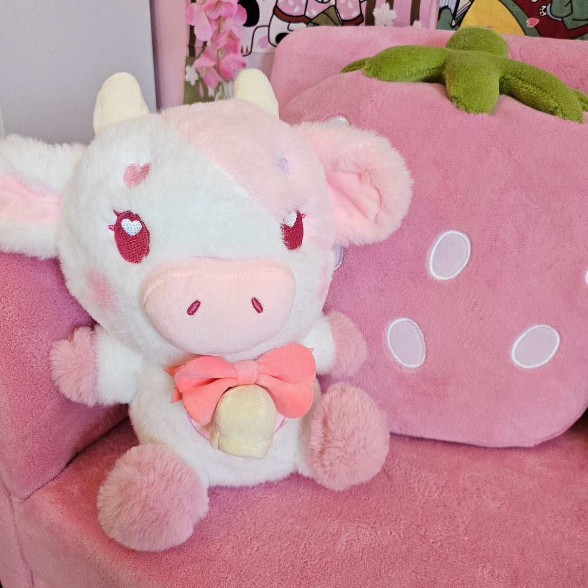 Milkshake the strawberry cow plush – sugarycarousel