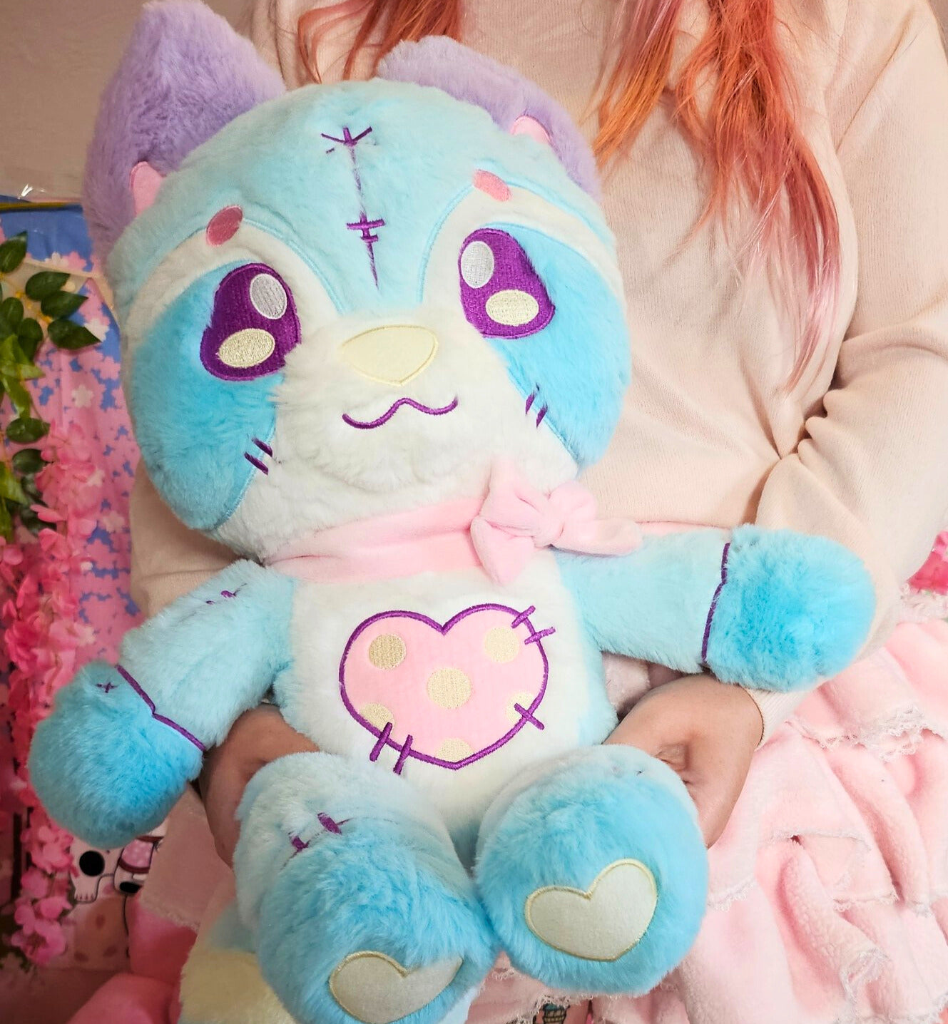 Patches the Patchwork Raccoon Sugarbell Pal jumbo plushie – sugarycarousel