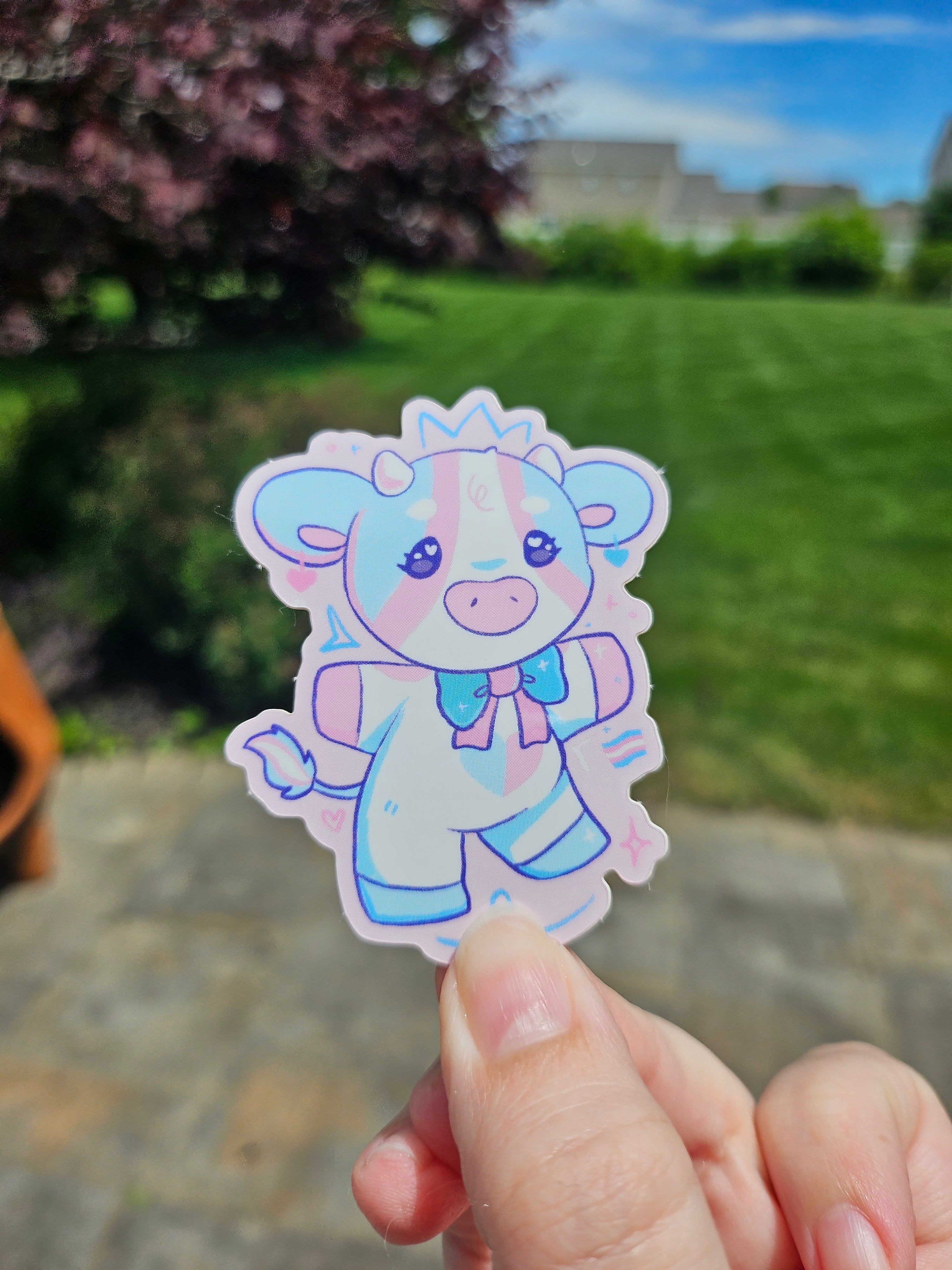 Trans Cow pride sticker – sugarycarousel